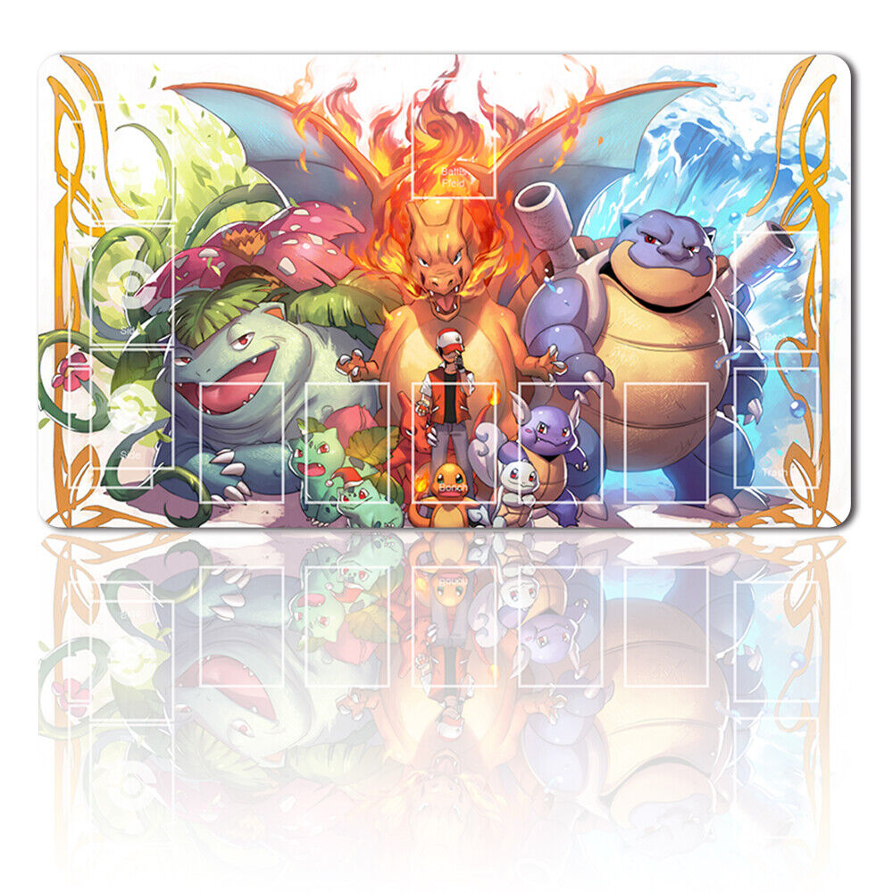Thick Rubber Pokemon Playmat with Zones