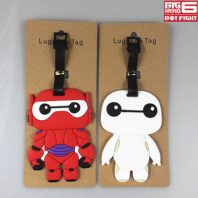 2PCS Disney Big Hero Baymax Silicon Luggage Tag Name Bag Label Travel ...
