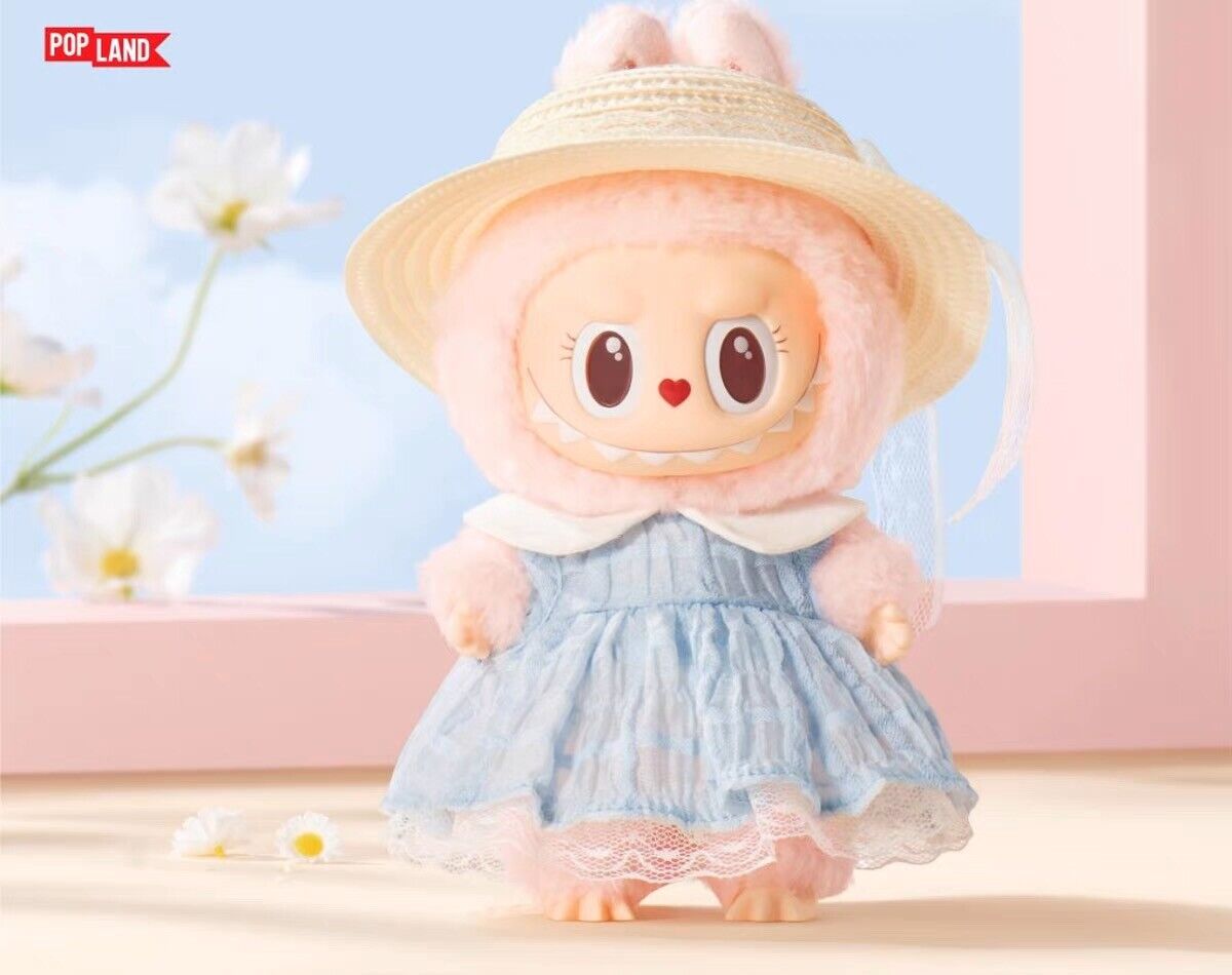 Cute POP MART Pink Labubu MOKOKO Blue Diamond Plush Doll Keychain 17cm