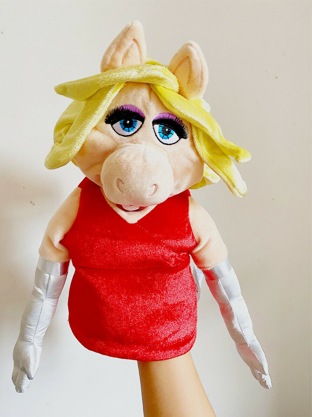 Disney Miss Piggy Muppet Hand Puppet Red Dress